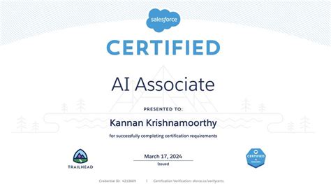Kannan Krishnamoorthy On Linkedin Salesforce Aiassociate Trailhead