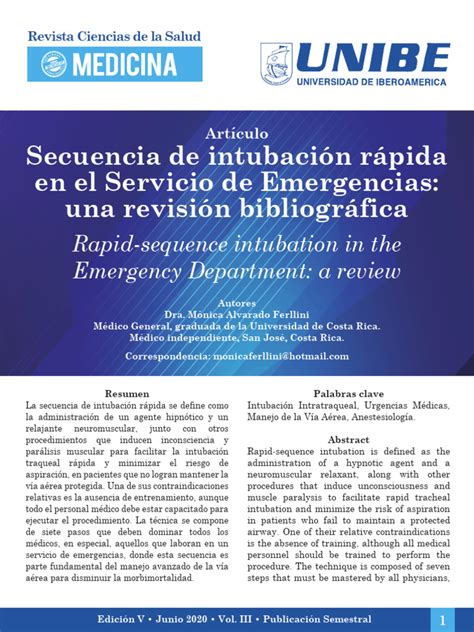 Secuencia De Intubación Rápida En El Servicio De Emergencias Pdf