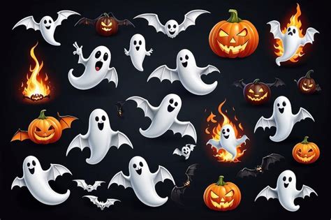 Holiday Halloween Set Of Themed Decorative Elements For Design