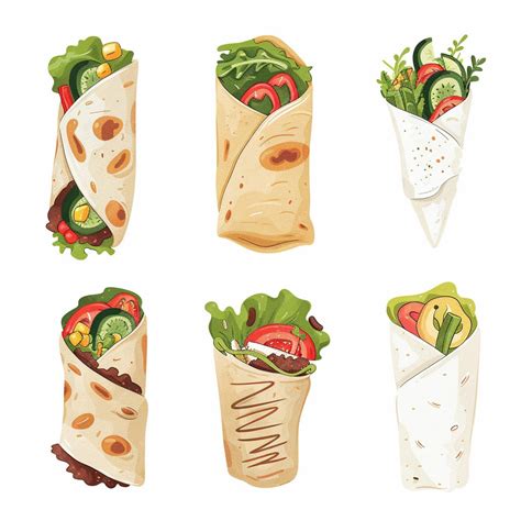 Shawarma Vector Set Simple And Minimal Premium Ai Generated Vector