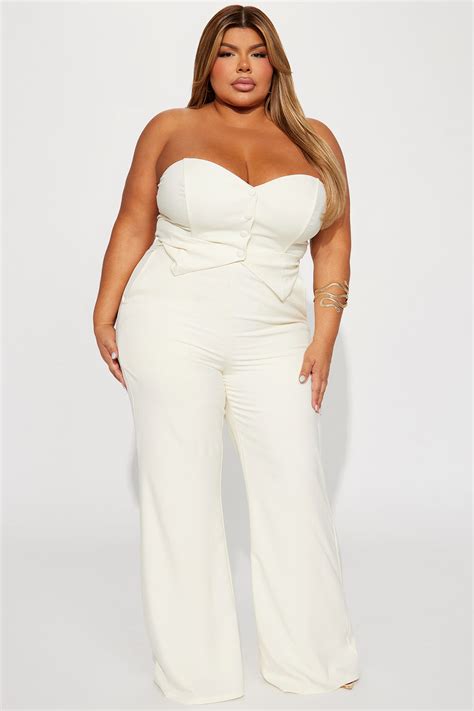 Amelia Two Piece Pant Suit Cream Fashion Nova