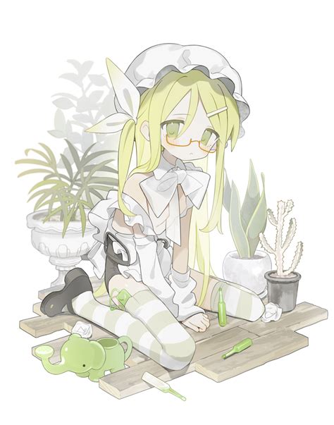 Daizu Melon Lemon Original Commentary 1girl Apron Between Legs