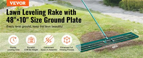 Vevor Lawn Leveling Rake 48x10 Level Lawn Tool Heavy Duty Lawn