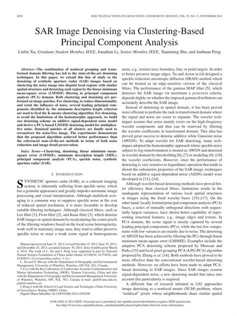 pdf sar image denoising via clustering based principal · sar
