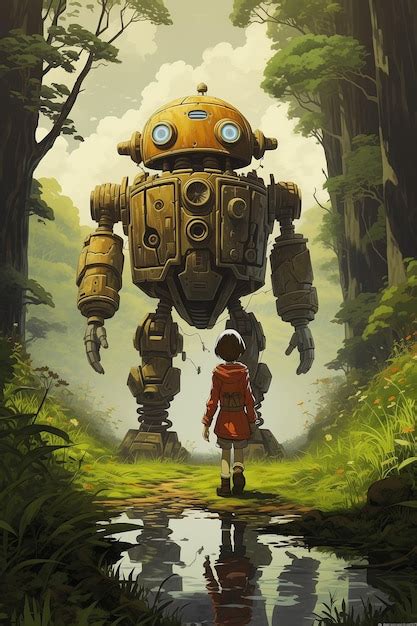 Premium Photo Closeup Person Walking Forest Robot Storybook Adults