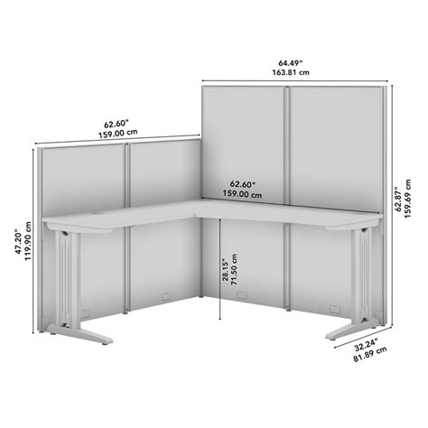 Office In An Hour 65w L Shaped Cubicle Desk In Pure White Engineered