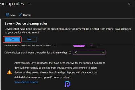 configure intune device cleanup rules delete stale devices