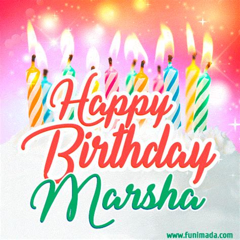 Happy Birthday Marsha  With Cake And Candles Download On