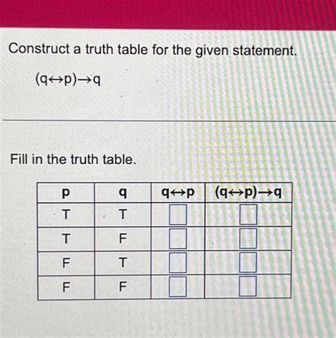 Solved Construct A Truth Table For The Given Statement Chegg