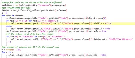 hide id column from table component ignition inductive automation
