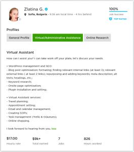Upwork Profile Overview Sample For Virtual Assistant Va