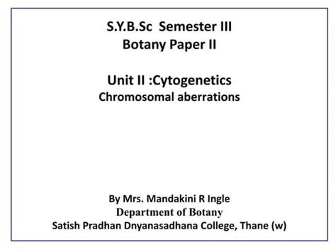 Chromosomal Abnormalities Ppt
