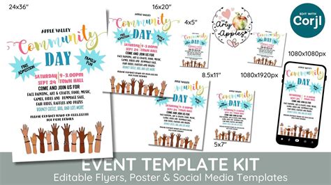 Editable Community Day Flyer Template Digital Download Block Party