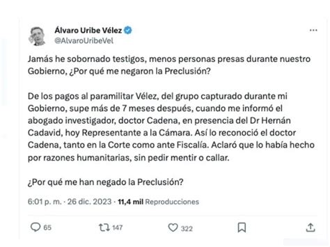 Álvaro Uribe Se Desahogó Con Contundente Mensaje Ante Negativa De