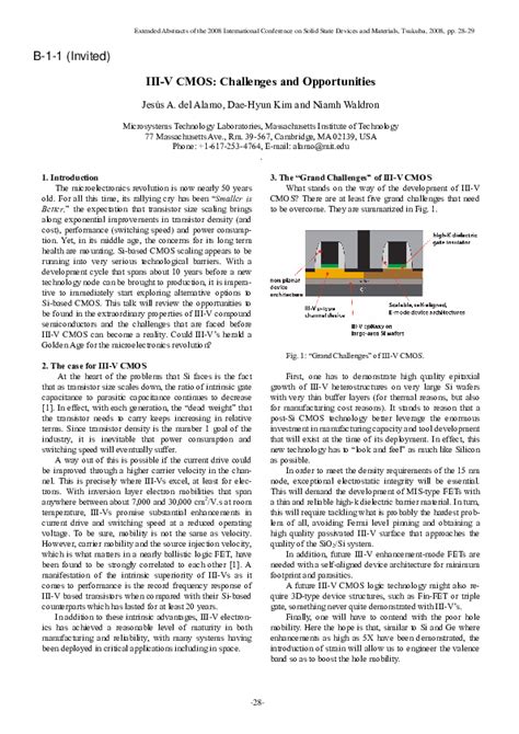 Pdf Iii V Cmos Challenges And Opportunities