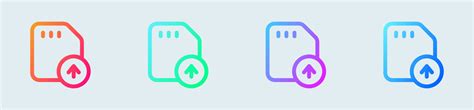 Upload Line Icon In Gradient Colors Arrow Signs Vector Illustration