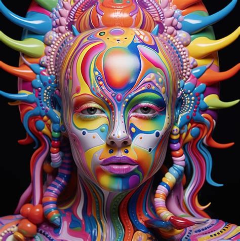 Premium AI Image A Woman With A Colorful Face And The Word Rainbow