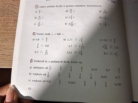Matematyka klasa 6 Ćwiczenia strona 12 zadanie 3 4 5 Potrzebuje na