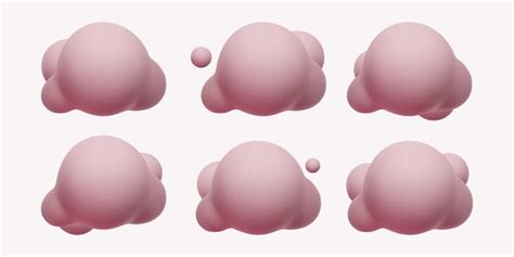 Rosa Weiße 3d Realistische Wolken Setzen Isolierte Weiche Runde