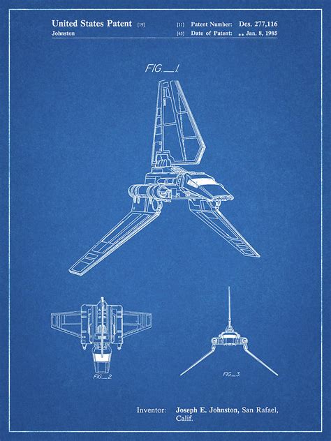 Pp449 Blueprint Star Wars Lambda Class T 4a Shuttle Patent Poster