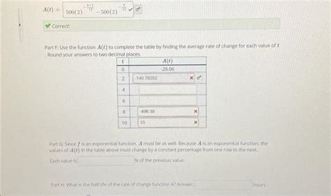 Solved Part F Use The Function A T To Complete The Table Chegg Com