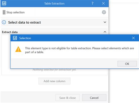 while doing table extraction on a java application it is giving the