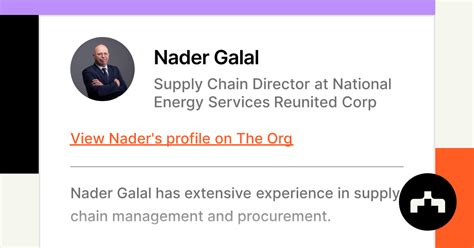 Nader Galal Supply Chain Director At National Energy Services Reunited Corp The Org