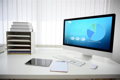 Premium Photo A Modern Scientist Office Desk With Desktop Computer