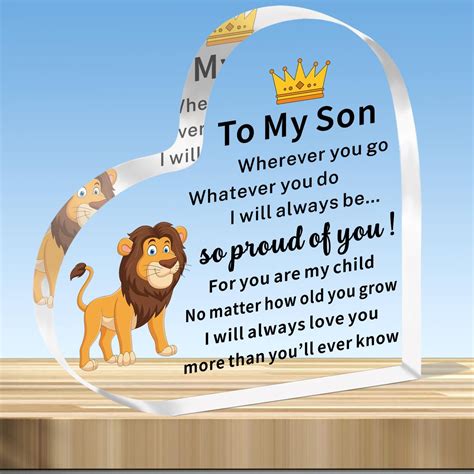 Jmimo Son Ts Son Heart Shaped Acrylic Plaque Son Birthday Ts From