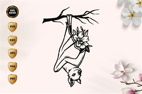 Bat Svg Floral Bat Svg Sleeping Bat Svg Bat Cut File