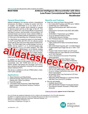 MAX78000 Datasheet PDF Maxim Integrated Products