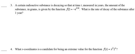 Solved 3 A Certain Radioactive Substance Is Decaying So Chegg