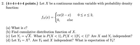 Solved 2 4 4 4 4 Points Let X Be A Continuous Random Chegg