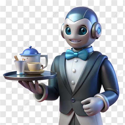 A Robot Butler Serving Tea In Luxurious Futuristic Mansion Robot