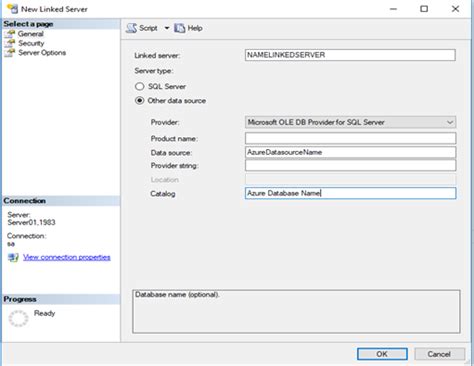 how to create a linked server to an azure sql database all solution