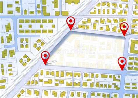 Building Activity With Red Location Pin Point Against An Imaginary