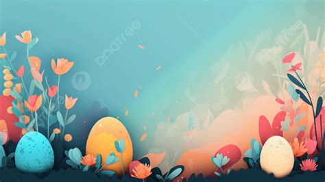 Easter Border Egg Background Easter Easter Eggs Flower And Grass