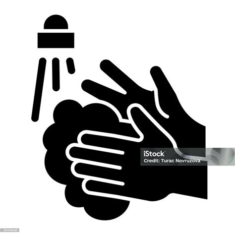 Hand Washing Under Tap With Water Solid Icon Keep Hands Clean Prevent