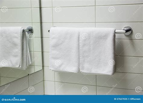 Towel With Reflection In The Mirror Stock Image Image Of Hotel