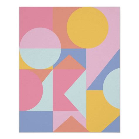 Cute Colorful Geometric Shapes Collage Artwork Poster Zazzle