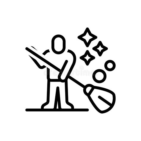 Black Line Icon For Cleaning Keeping Clean And Cleaner Stock Vector
