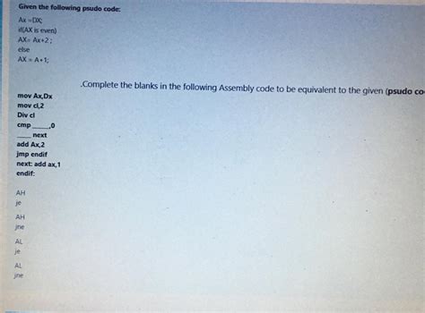 Solved Given The Following Psudo Code Ax Dx If Ax Is