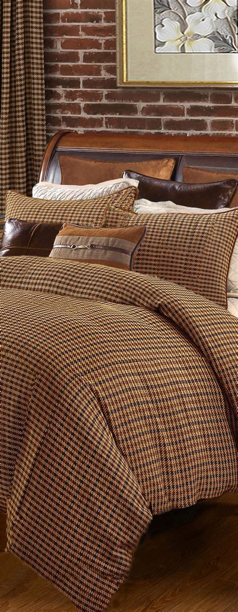 Rustic Houndstooth Bedding Tweed Bedding Collection Rustic Bedding