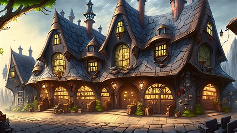 ファンタジー世界にありそうな酒場の外観（3枚） 【フリー素材】ゲームまてりあるず｜無料の背景イラスト
