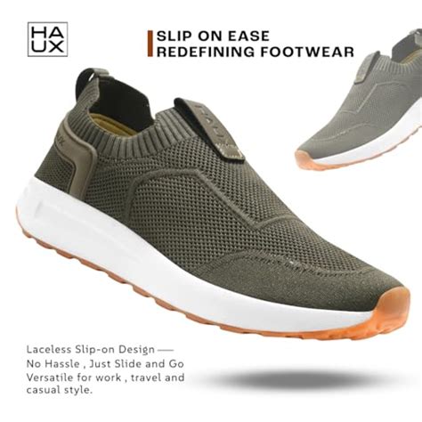 Haux Mens Slip On Running Shoes Lightweight Sports Sneakers With