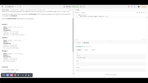 Leetcode Problem 1051 Height Checker Youtube
