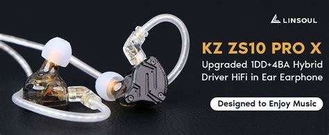 Linsoul KZ ZS10 PRO X Upgraded 1DD+4BA Hybrid Driver HiFi in Ear ...