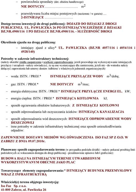 Wniosek WB 05 Wydanie Decyzji O Warunkach Zabudowy Nr Wydania 1 Data