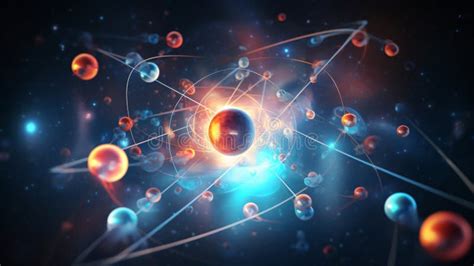 Intricate Atom Structure Illustration With Orbiting Electron Stock