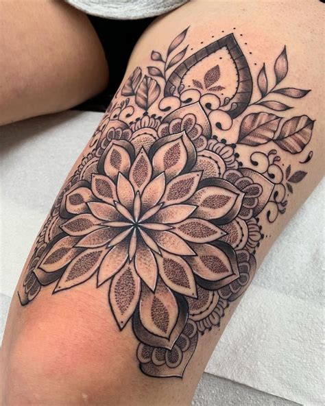 Mandala Above The Knee Hip Thigh Tattoos Sleeve Tattoos For Women